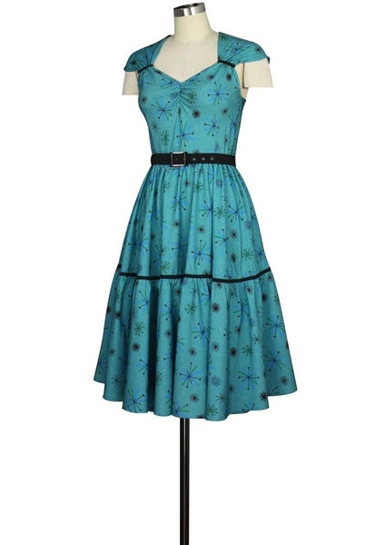 Cap Sleeve Retro Print Hidden Pocket Dress – Mode Mundo